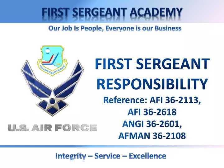 PPT - FIRST SERGEANT RESPONSIBILITY Reference: AFI 36-2113, AFI 36-2618 ...