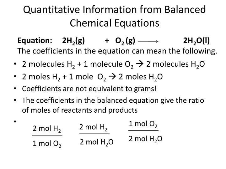 PPT - Quantitative Information from Balanced Chemical Equations ...