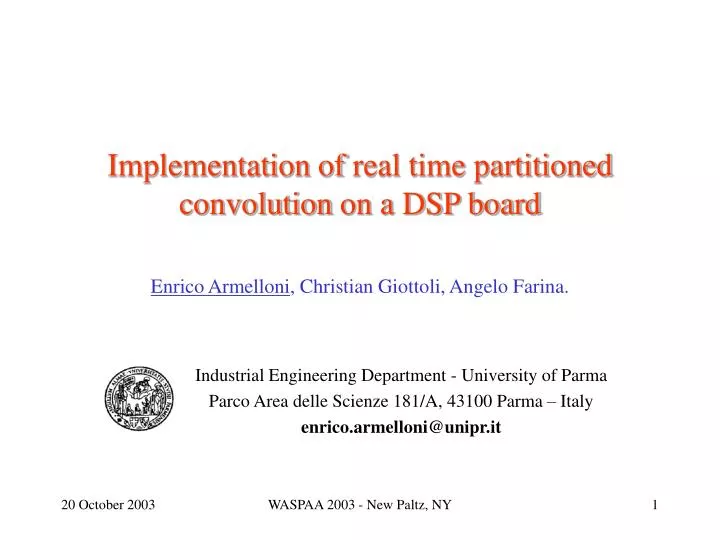 Ppt Implementation Of Real Time Partitioned Convolution On A Dsp Board Powerpoint Presentation