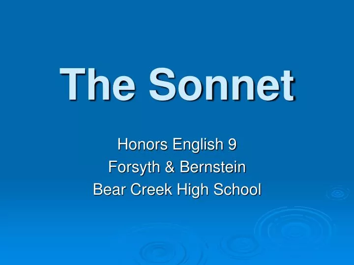 PPT - The Sonnet PowerPoint Presentation, free download - ID:6122823
