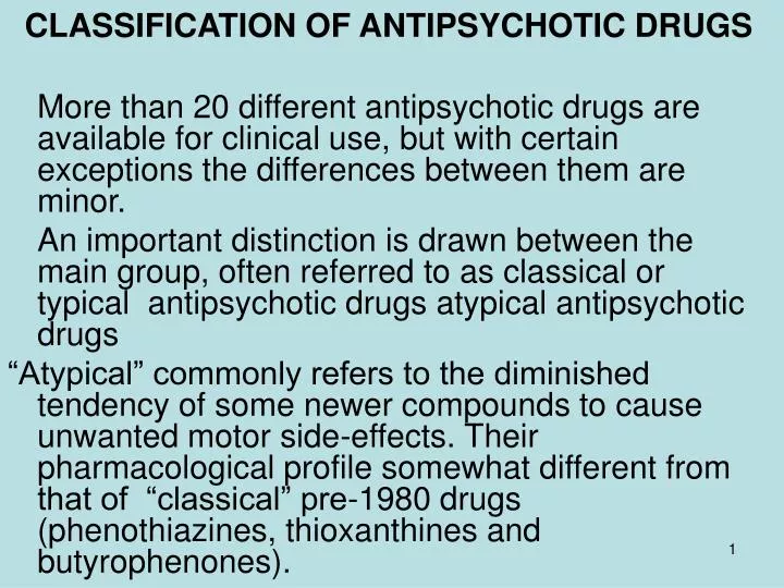 PPT - CLASSIFICATION OF ANTIPSYCHOTIC DRUGS PowerPoint Presentation ...