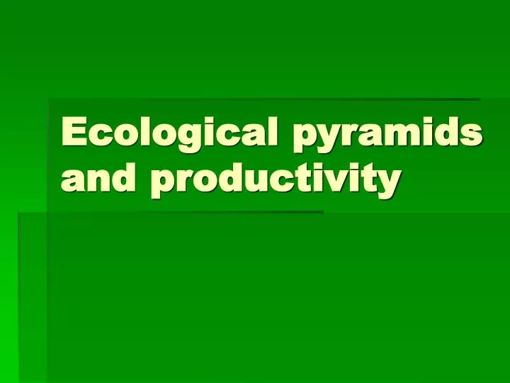 PPT - Ecological pyramids and productivity PowerPoint Presentation ...