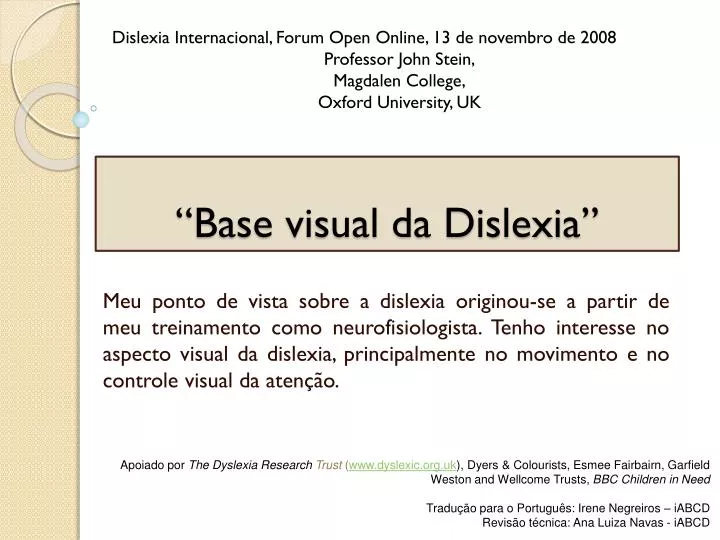 PPT - “Base visual da Dislexia” PowerPoint Presentation, free download ...
