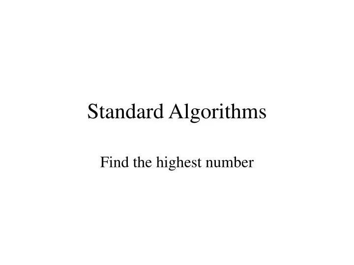 PPT - Standard Algorithms PowerPoint Presentation, free download - ID ...