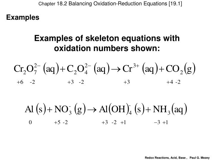 PPT - Chapter 18.2 - Balancing redox equations Redox reactions ...