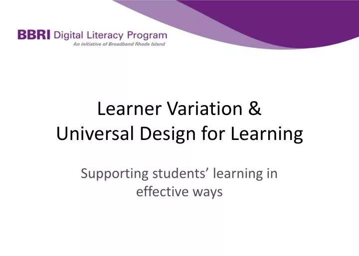 PPT - Learner Variation & Universal Design for Learning PowerPoint ...