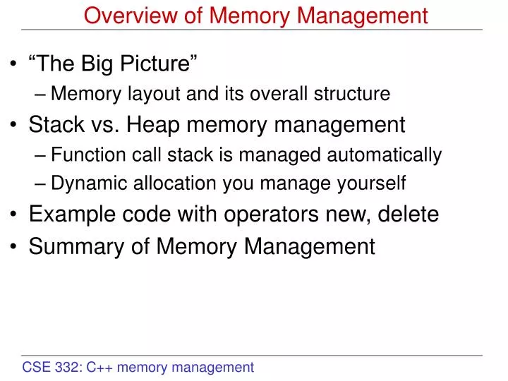 PPT - Overview of Memory Management PowerPoint Presentation, free ...