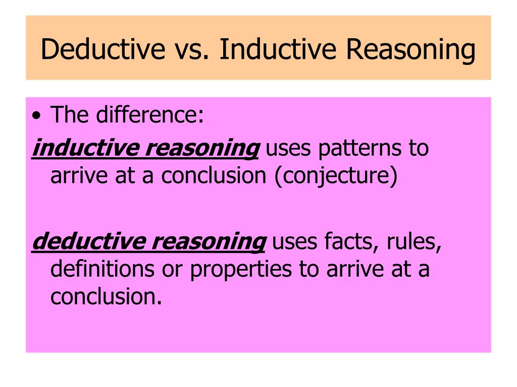 Ppt A Closer Look At Inductive Vs Deductive Reasoning Powerpoint