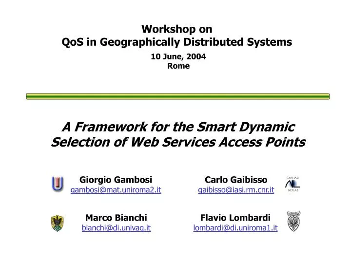 PPT - A Framework for the Smart Dynamic Selection of Web Services ...