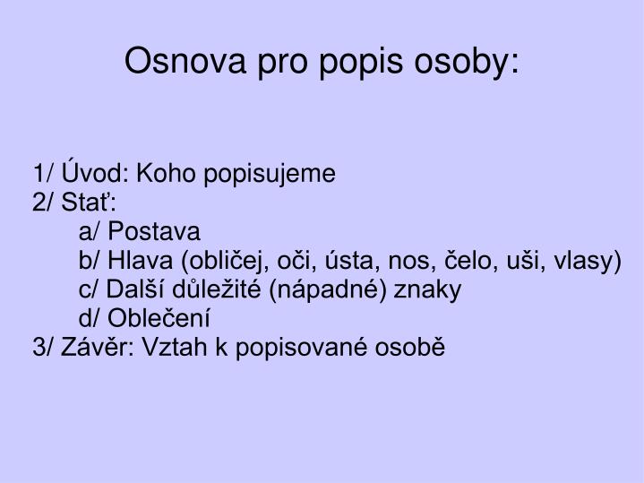 PPT - POPIS OSOBY PowerPoint Presentation - ID:6133427