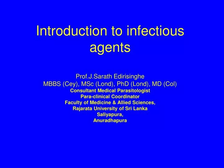 PPT - Introduction to infectious agents PowerPoint Presentation, free ...