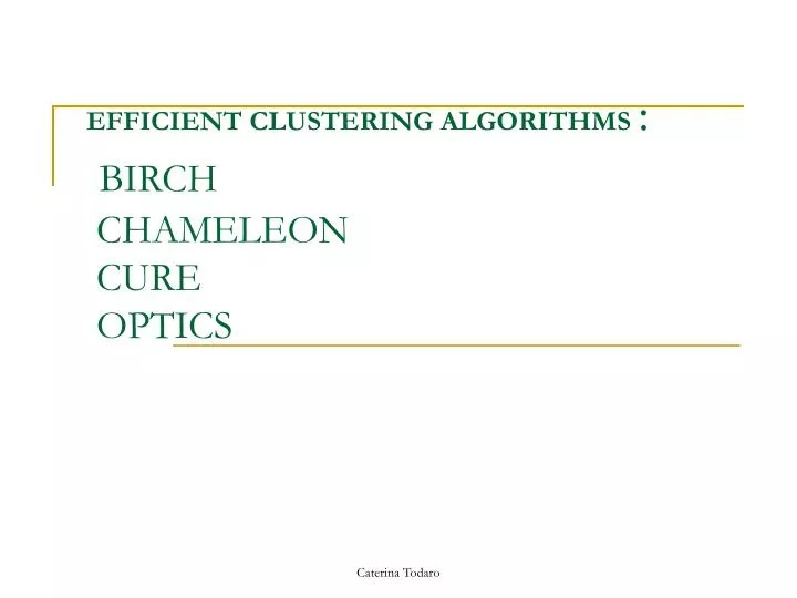 Ppt Efficient Clustering Algorithms Birch Chameleon Cure Optics Powerpoint Presentation Id 0043