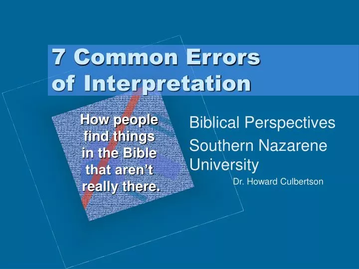 PPT - 7 Common Errors of Interpretation PowerPoint Presentation, free ...