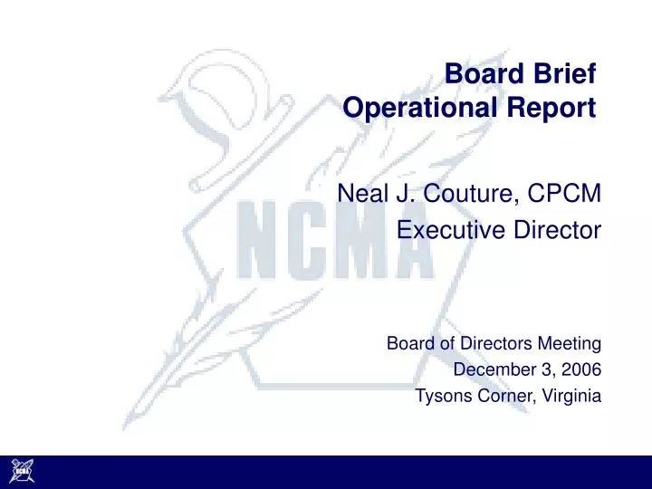 PPT - Board Brief Operational Report PowerPoint Presentation, free ...
