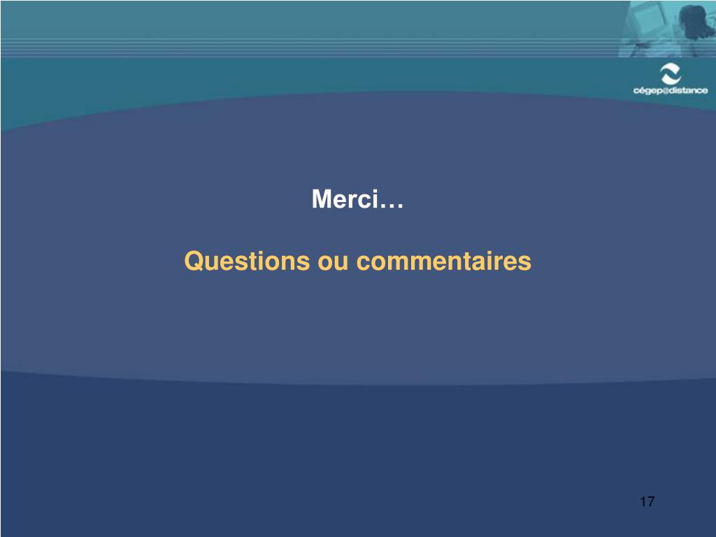 PPT - La place de la formation à distance: portrait général et ...