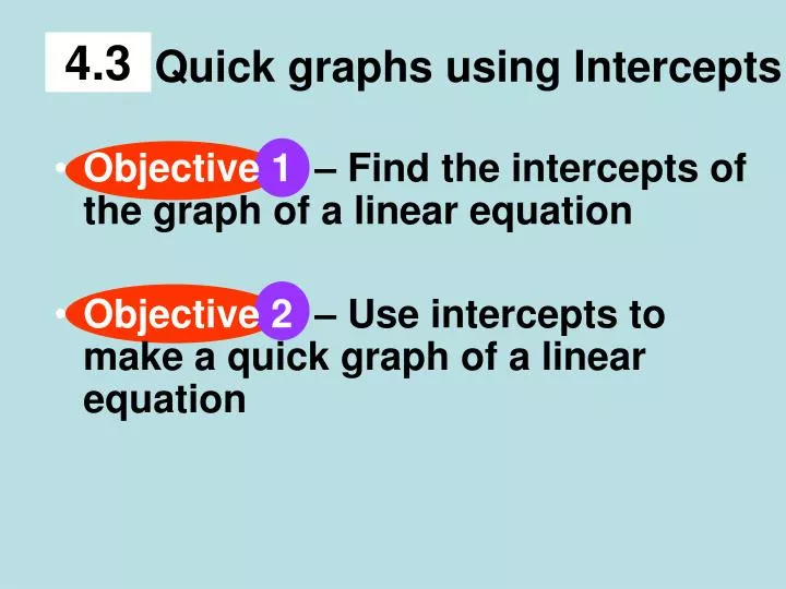 PPT - Quick graphs using Intercepts PowerPoint Presentation, free ...