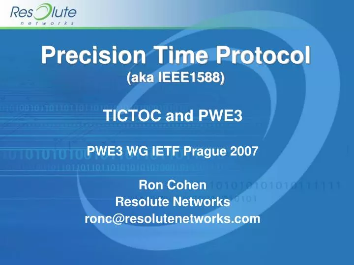 PPT - Precision Time Protocol (aka IEEE1588) PowerPoint Presentation ...