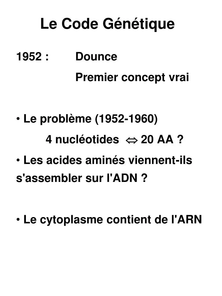 PPT - Le Code Génétique PowerPoint Presentation, free download - ID:6146965
