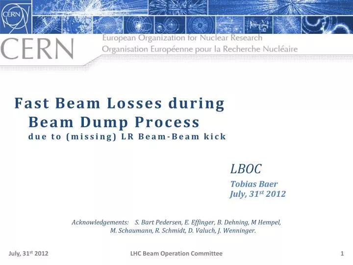 PPT - Fast Beam Losses during Beam Dump Process due to ( missing ) LR ...