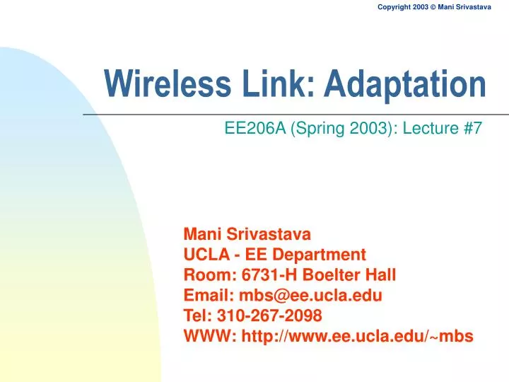 PPT - Wireless Link: Adaptation PowerPoint Presentation, free download ...