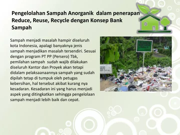 PPT - Pengelolahan Sampah Anorganik dalam penerapan Reduce, Reuse ...