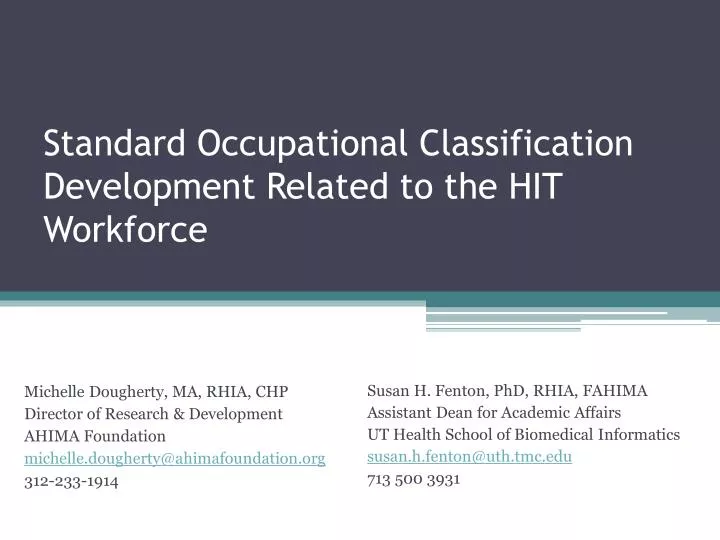 PPT - Standard Occupational Classification Development Related to the ...