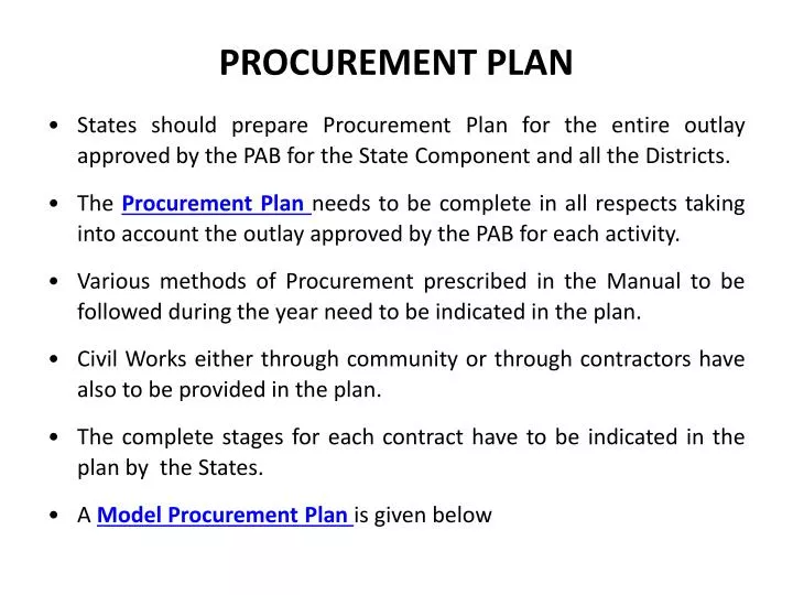 PPT - PROCUREMENT PLAN PowerPoint Presentation, free download - ID:6151483