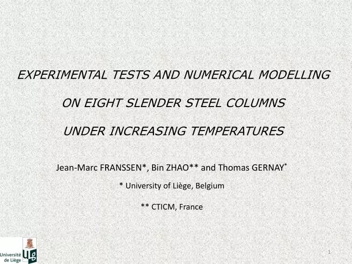 PPT - EXPERIMENTAL TESTS AND NUMERICAL MODELLING ON EIGHT SLENDER STEEL ...