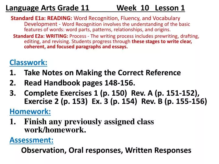 PPT - Language Arts Grade 11 Week 10 Lesson 1 PowerPoint Presentation ...