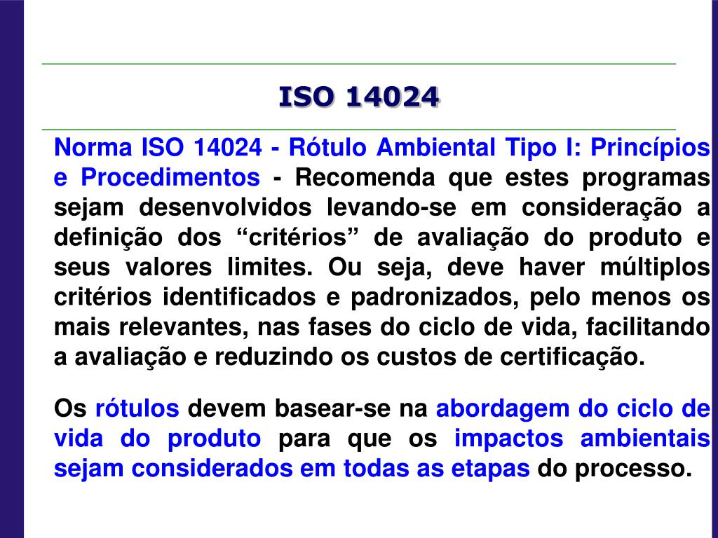 PPT - ISO 14000: Produtos e Serviços Rotulagem Ambiental e Análise do ...