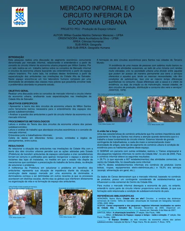 PPT - MERCADO INFORMAL E O CIRCUITO INFERIOR DA ECONOMIA URBANA ...