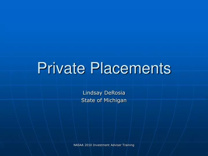 PPT - Private Placements PowerPoint Presentation, free download - ID ...