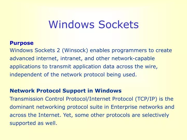 PPT - Windows Sockets PowerPoint Presentation, free download - ID:6154087