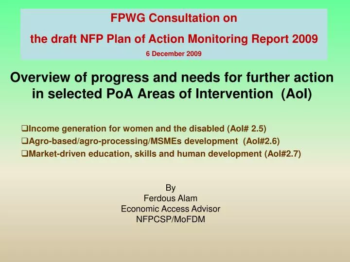 PPT - Overview of progress and needs for further action in selected PoA ...