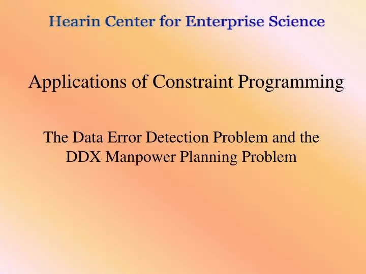 Ppt Applications Of Constraint Programming Powerpoint Presentation