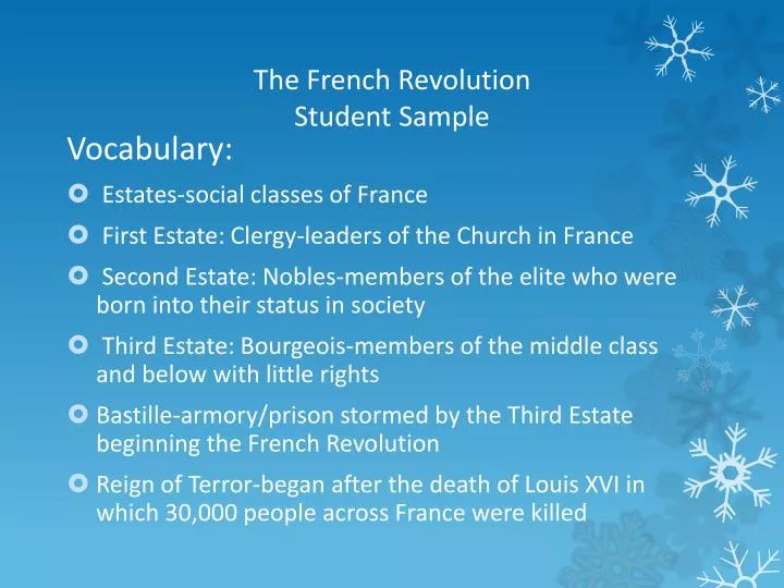 PPT - The French Revolution Student Sample PowerPoint Presentation ...