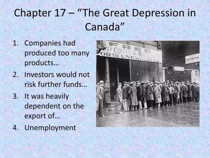 PPT - Chapter 17 – “The Great Depression in Canada” PowerPoint ...