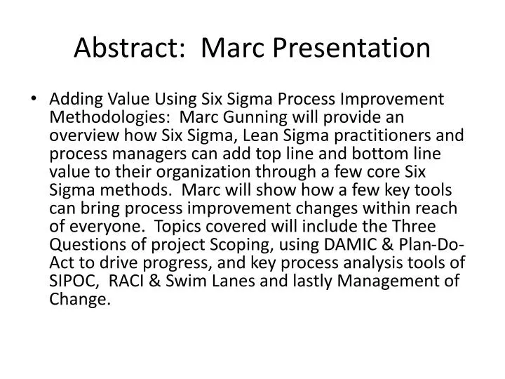 PPT - Abstract: Marc Presentation PowerPoint Presentation, free ...