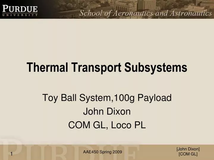 PPT - Thermal Transport Subsystems PowerPoint Presentation, free download - ID:6158228