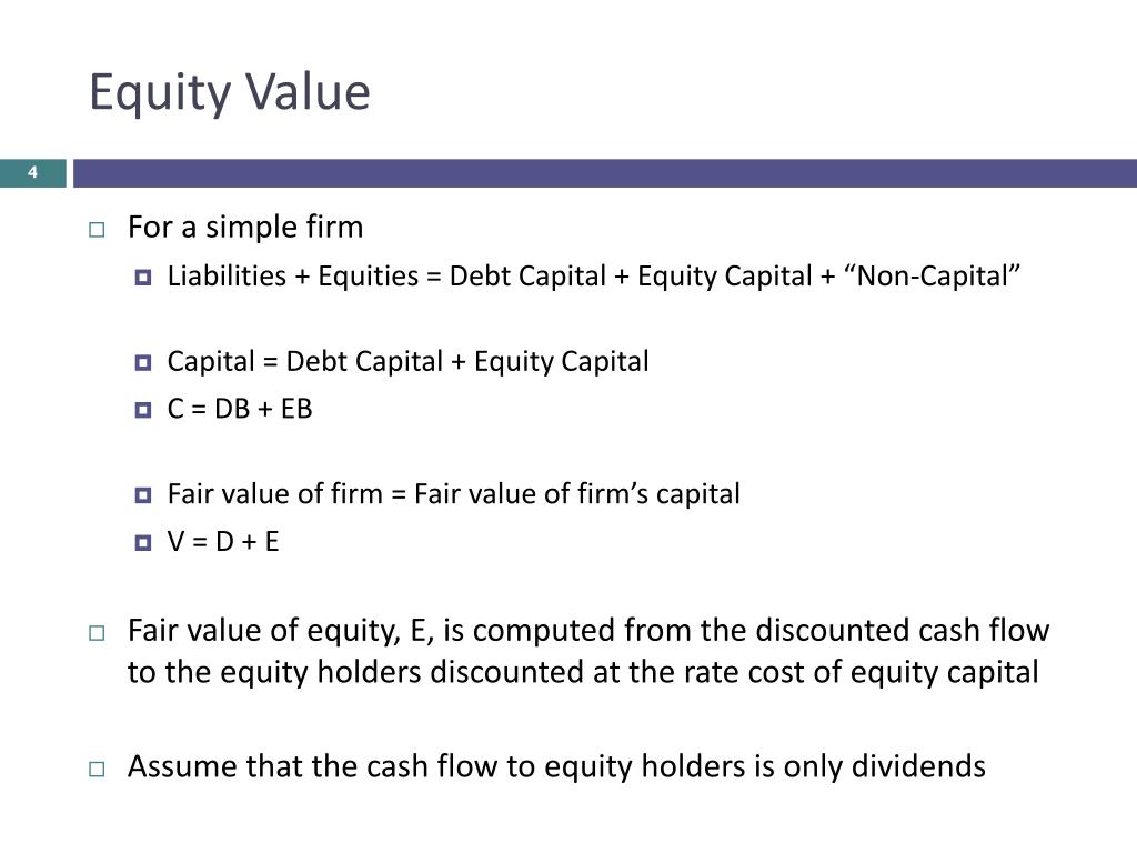 PPT - Equity Valuation Dividend Discount Method with constant earnings ...