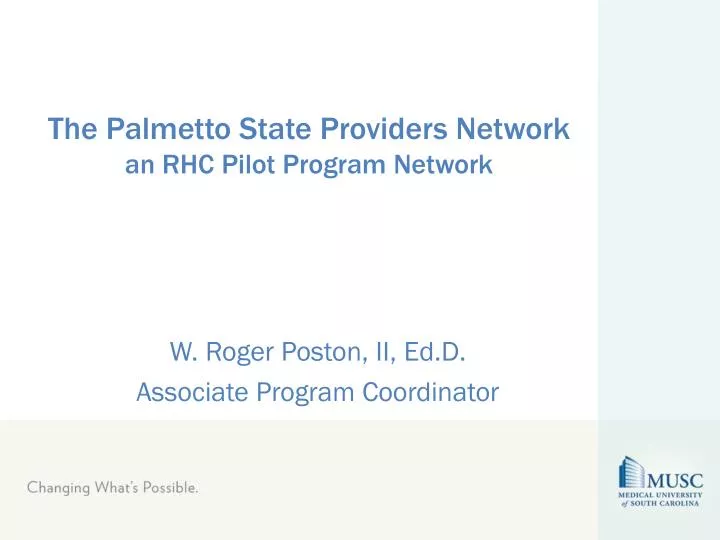 PPT - The Palmetto State Providers Network an RHC Pilot Program Network ...