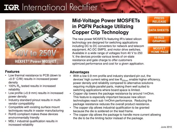 PPT - Mid-Voltage Power MOSFETs in PQFN Package Utilizing Copper Clip ...
