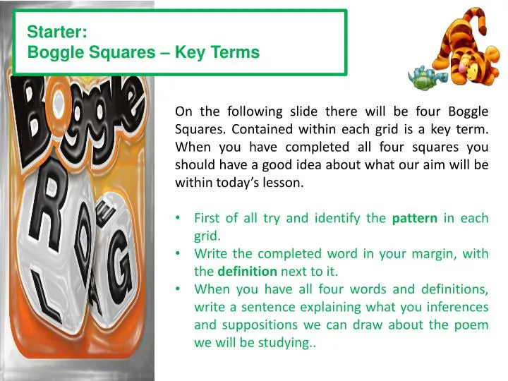 PPT - Starter: Boggle Squares – Key Terms PowerPoint Presentation, free ...
