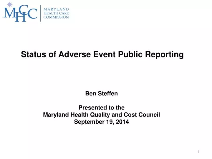 PPT - Status of Adverse Event Public Reporting PowerPoint Presentation ...