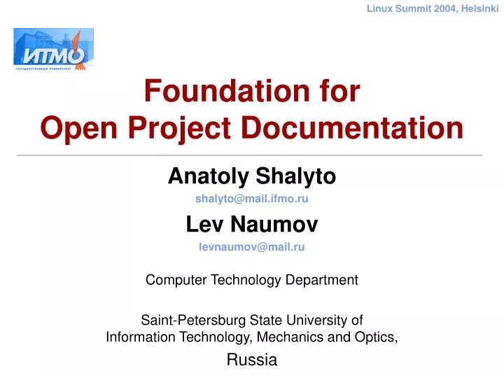 PPT - Foundation for Open Project Documentation PowerPoint Presentation ...