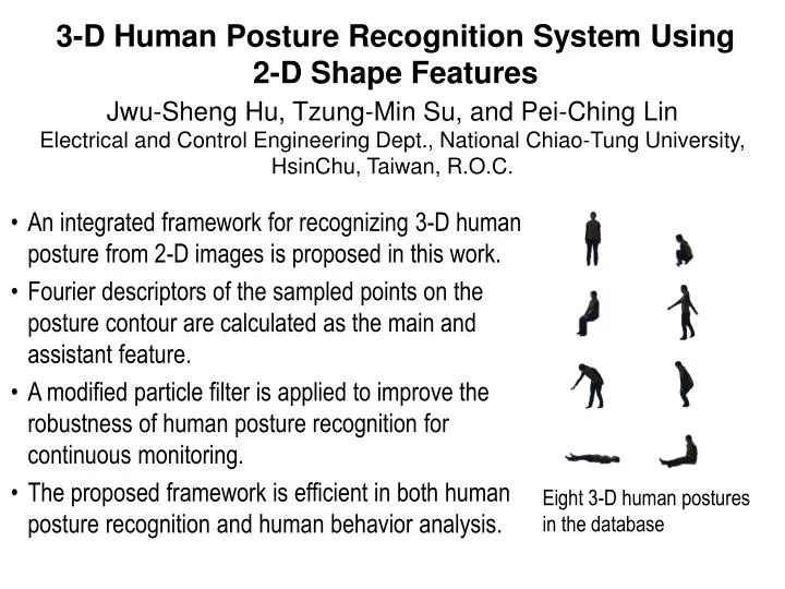 PPT - 3-D Human Posture Recognition System Using 2-D Shape Features ...