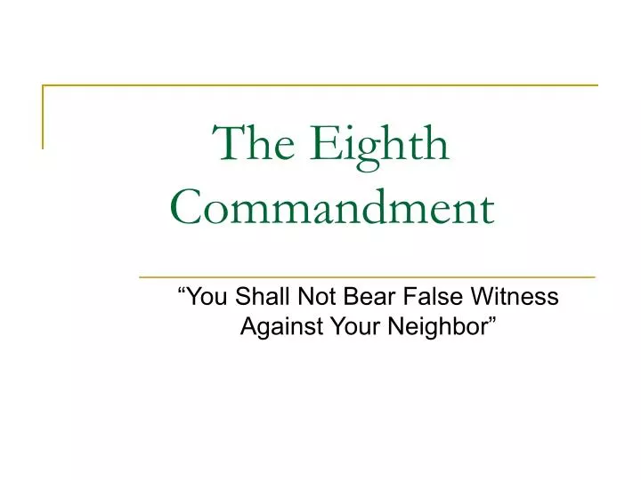 PPT - The Eighth Commandment PowerPoint Presentation, free download ...