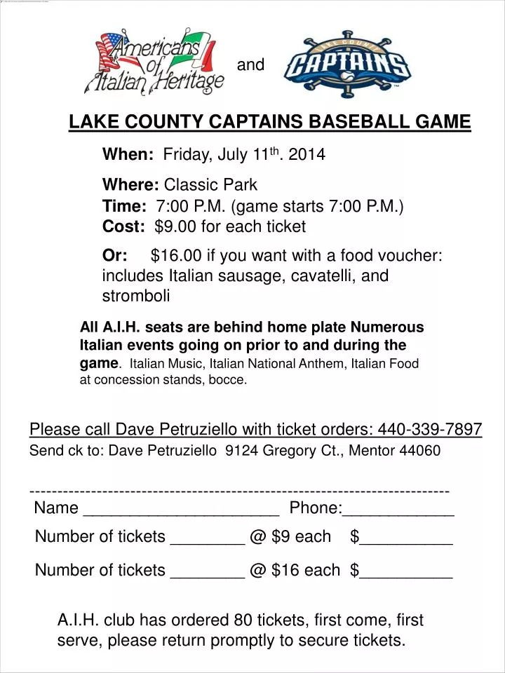 PPT - LAKE COUNTY CAPTAINS BASEBALL GAME PowerPoint Presentation, free ...