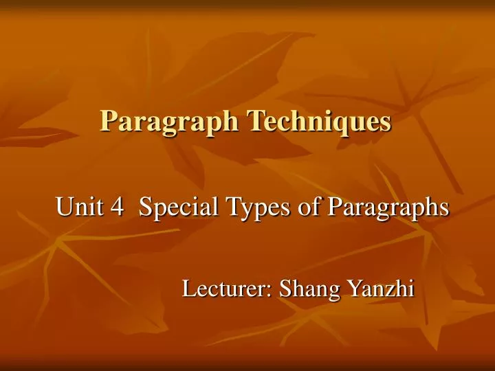 PPT - Paragraph Techniques PowerPoint Presentation, free download - ID ...