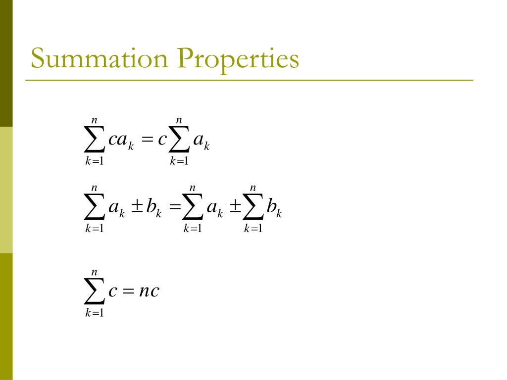 Properties Of Summation Notation Properties Of Summation Notation